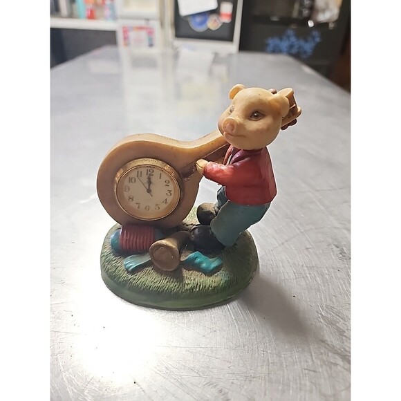 Nikko Quartz | Accents | Nikko Quartz Clock Pig Playing Instrument Desk ...